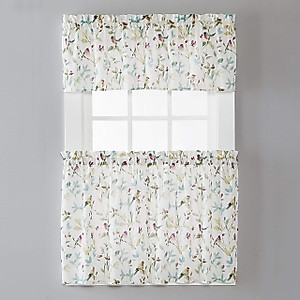 SKL Home by Saturday Knight Ltd. Aviary Curtain Tier Pair, 54 Inches x 36 Inches, Pastels