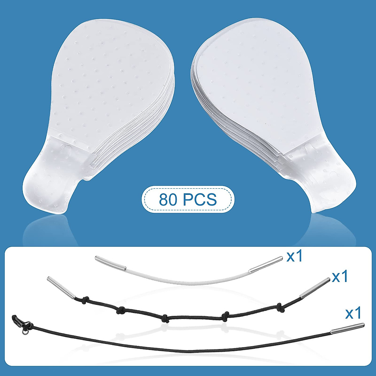 Leelosp 80 Pieces Face Lift Tapes Face Lifting Patch Invisible V-line Face lift Sticker Neck and Eye Lift Tapes Waterproof Elasticity Double Chin Lift Patch with 3 Pieces Lifting Ropes for Women Girls