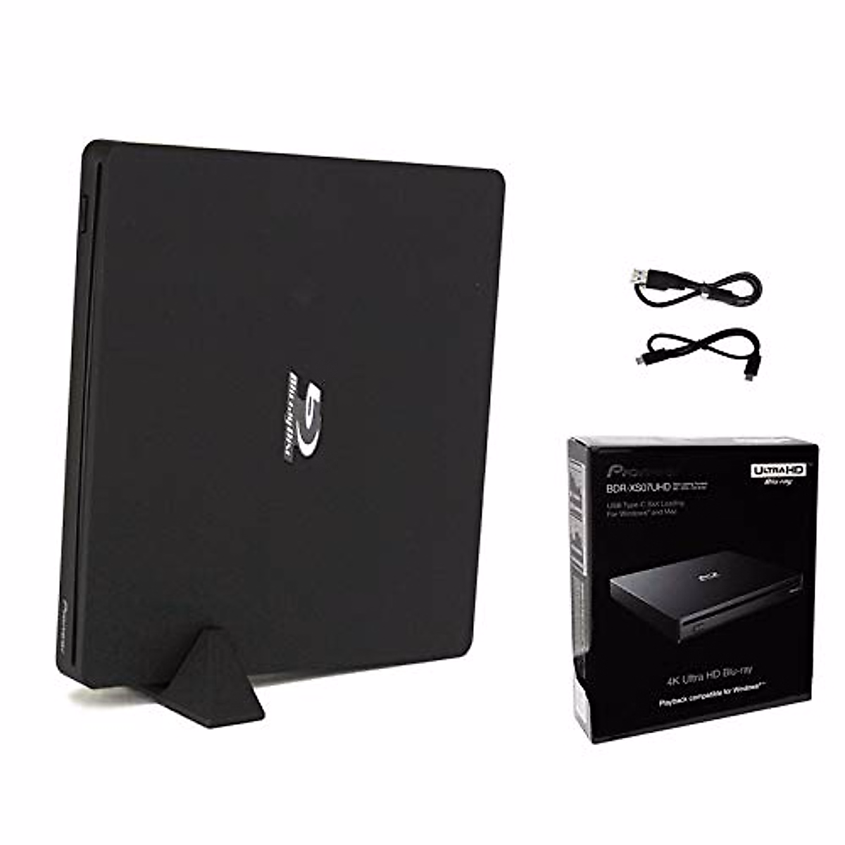 Produplicator Pioneer BDR-XS07UHD Portable 6X Ultra HD 4K Blu-ray Burner External Drive Bundle with Cyberlink Software Download Installation Code and USB Cable - Burns CD DVD BD DL BDXL Discs