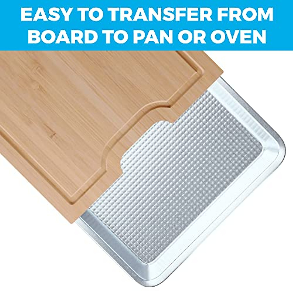 Easy-to-Clean Bamboo Wood Cutting Board Set with Non Stick Pullout Baking Sheet Tray - Easy Compact Storage Chopping Board Set