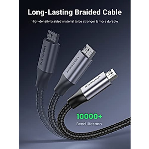 UGREEN Micro USB 3.0 Cable, USB 3.0 A to Micro B Cord Nylon Braided External Hard Drive Cable Compatible with Samsung Galaxy S5, Note 3/Pro 12.2, Western Digital, Toshiba, My Passport, etc 1.5 FT