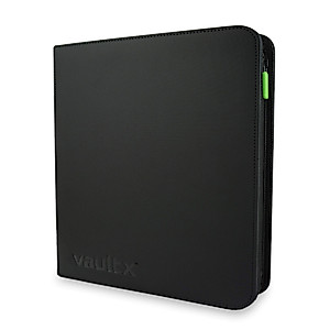 Vault X Premium Exo-Tec Zip Binder 12 Pocket, 20 Double-Sided Pages for 480 Side-Loading Slots for Board, Collectible or Trading Card Game Protective Folder Album (Black)