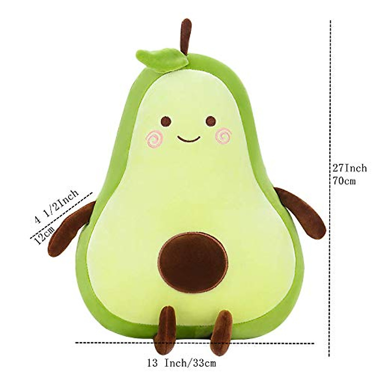 XICHEN 27 Inch Green Large Simulation Avocado Plush Toy Doll Sleeping Pillow Doll Doll, Holiday Warm Gift Plush Toy Pillows (Seated)