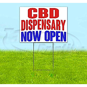 CBD Dispensary Now Open (18" x 24") Yard Sign, Quantity Discounts, Multi-Packs, Includes Metal Step Stake, Bandit, New, Advertising, USA