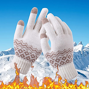 Aniywn Winter Gloves for Men and Women, Touch Screen Gloves for Texting Thermal Gloves for Running Anti-Slip Warm Knit Gloves