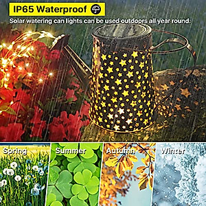 CrfSilky Solar Watering Can with Lights Outdoor Garden Decor Waterproof Star Solar Garden Lights for Table Deck Yard Lawn Patio Pathway Walkway Courtyard Party Decorations Gardening Gifts