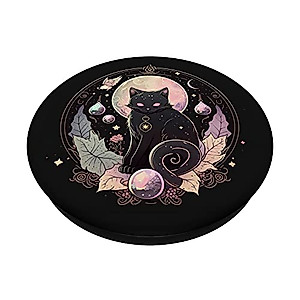 Moon Phases Crystal Witchy Cute Black Cat Kawaii Pastel Goth PopSockets Swappable PopGrip