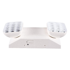 GRUENLICH LED Emergency Light, Exit Lighting Fixtures with Two LED Heads and Back-Up Batteries, UL 924 Qualified, 120-277 Voltage, 2-Pack