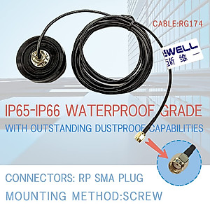 Maswell Small Size WiFi Antenna 2.4GHz 5.8GHz Dualband Screw Mount Dual Band WiFi, WiMAX Bluetooth and Zigbee