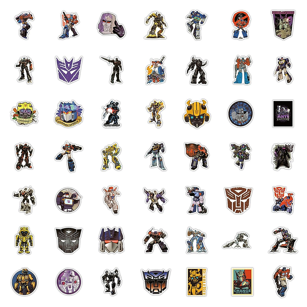 50pcs Cool Movie Cartoon Stickers for Kids Laptops,Funny Automotive Robot Waterproof Vinyl Decals for Teens Water Bottle Skateboard Bumper Pad Travel Case