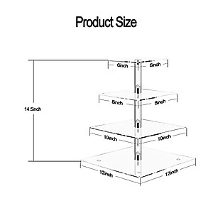 4 Tier Acrylic Cupcake Stand for 50 Cupcakes Dessert Tower with LED String - Square