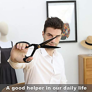 Sewing Scissors Professional 10 inch Heavy Duty Fabric Shears for Tailoring Leather Cloth Black Industrial Strength High Carbon Steel Tailor Shears for Home Office Dressmakers(Right-Handed) (10inch)