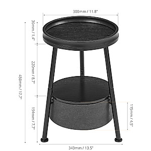 LEMONDA Small Round End Table, 2 Tier Round Side Table with Storage Basket,11.8”D*17.8”H Small Round Table,Sofa Side Table,Small Round Nightstand for Living Room Bedroom