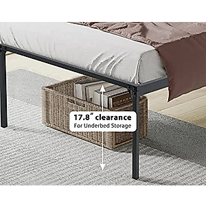 Capacmkseh 14 Inch Twin Size Metal Bed Frame, Heavy Duty Bed Frame Metal Platform Mattress Foundation Bed Frames with Storage, No Box Spring Needed, Under Bed Storage, Noise-Free