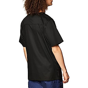 Cherokee Men's V-Neck Scrub Top, Traditional Fit with Double Chest Pocket and Side Vents 4743, L, Black