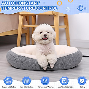 KEKELAN Indoor Heated Cat Bed, Heated Pet Bed for Indoor Cats Kitten Small Dogs Puppy Electric Warming Bed Heater Soft & Cozy Pet Heating Pad with Timer and Temp Adjustable Machine Washable-Oval Gray