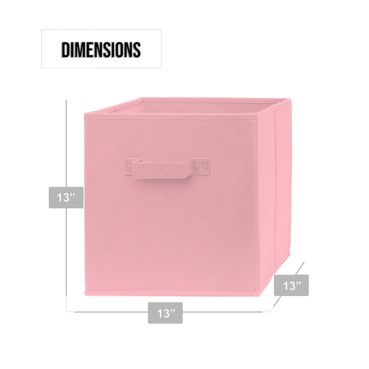 Pomatree 13x13x13 Inch Storage Cubes - 4 Pack - Large and Sturdy Storage Bins | Dual Handles, Foldable | Cube Organizer Bin | Fabric Baskets for Organizing Closet, Clothes and Toys (Pink)
