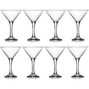 epure Milano Collection 8 Piece Stemmed Martini Glass Set - For Drinking Martinis, Manhattans, Vodka, Gin, and Cocktails (Martini Glass (6 oz))