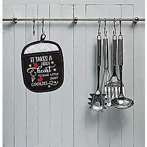 Oven Pads Pot Holder with Pocket for Teacher It Takes A Big Heart to Bake Little Smart Cookies (Bake Little Smart Cookies)