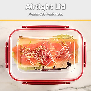 Superio Plastic Food Storage Containers with Airtight Lids, 4 Pack- 80 Oz, BPA Free, Leakproof, Stackable, Microwave, Dishwasher, Freezer Safe, Red