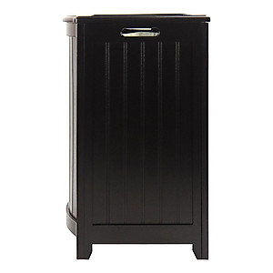 Mahogany Finished Bowed Front Laundry Hamper with Interior Bag