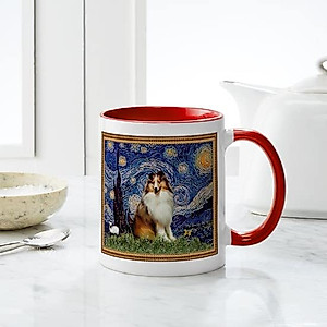 CafePress Starry Night & Sable Sheltie Mug Ceramic Coffee Mug, Tea Cup 11 oz