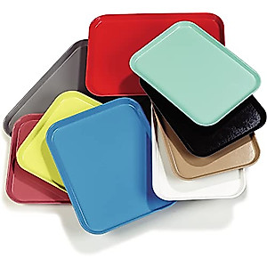 Carlisle FoodService Products 1410FG004 Glasteel Fiberglass Cafeteria/Fast Food Tray, NSF Certified, 13 3/4" Length x 10 5/8" Width, Black (Pack of 12)