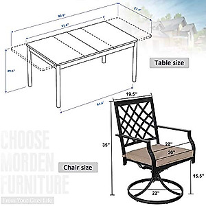 MFSTUDIO 9PCS Outdoor Patio Dining Set, 8 Armrest Stackable Swivel Chairs, 1 Rectangular Expandable Table, Porch Lawn Backyard Garden Furniture Sets