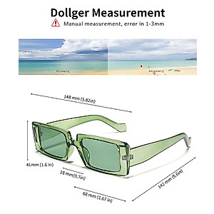 Dollger Retro Rectangle Sunglasses Women Men Sunglasses Trendy 90’s Vintage Shades Unisex Square Thick Frame Glasses UV Protection Green
