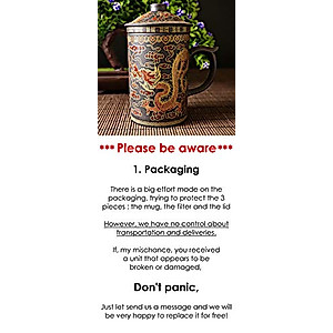 25DOL Chinese Tea Mug with Infuser and Lid 10Oz | Chinese Yixing Purple Clay Coffee Mug | Chinese Mug with Lid | Chinese Dragon Mug | Chinese Tea Infuser Mug | Travel Mug | Retain Heat very well