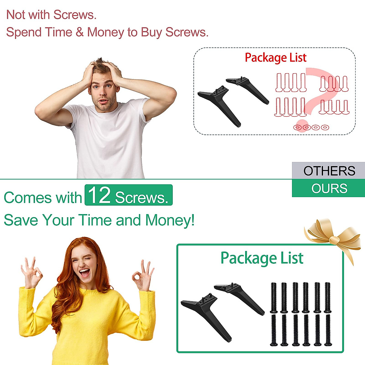 TV Stand for LG TV Replacement Stand, TV Stand Legs for 60 65 Inch LG TV Legs 60UJ6050 60UK6090 60UM6900 60UN7300 65UJ6300 65UK6090 65UM6900 65UM7300PUA 65UN6950 Stand for LG TV Stand Base with Screws