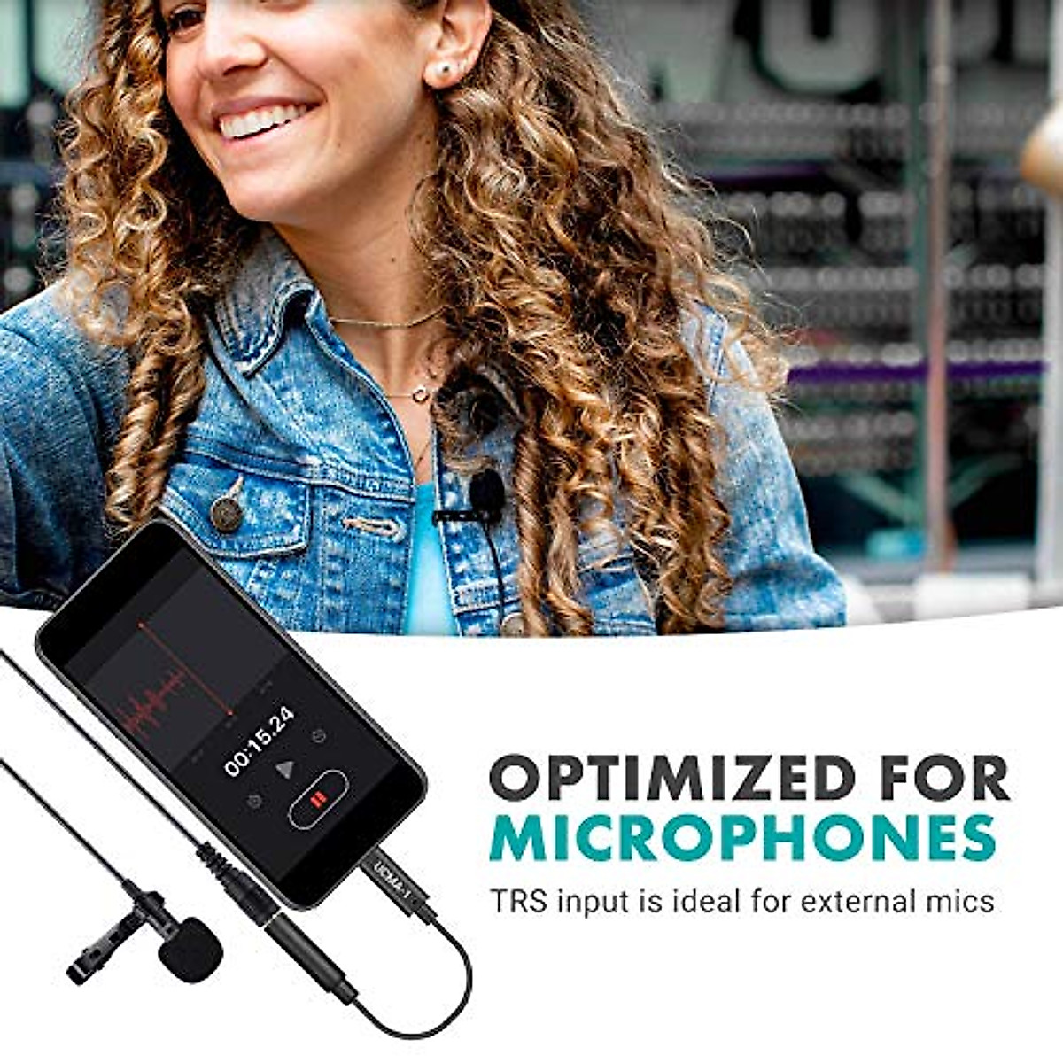 Movo UCMA-1 Female 3.5mm TRS Microphone Adapter Cable to USB Type-C Connector Dongle - Compatible with Samsung Galaxy, Pixel, Moto, HTC, iPad Pro Smartphones and Tablets - USB C to 3.5mm Audio Adapter