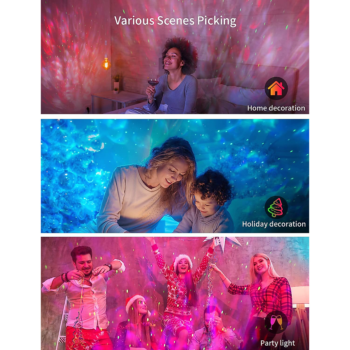 Galaxy Projector Star Projector with Bluetooth/Music Speaker/Voice Control/Timer,Work with Alexa & Google Assistant,Starry Night Light Projector for Kids Adults Bedroom/Decoration/Birthday Gift/Party