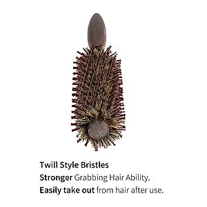 PERFEHAIR Small Round Boar & Nylon Bristle Brush -1.8 Inch, Styling Hairbrush for Blow Drying Curling Men & Women's Short, Thin, Fine Hair, Natural Wooden Handle