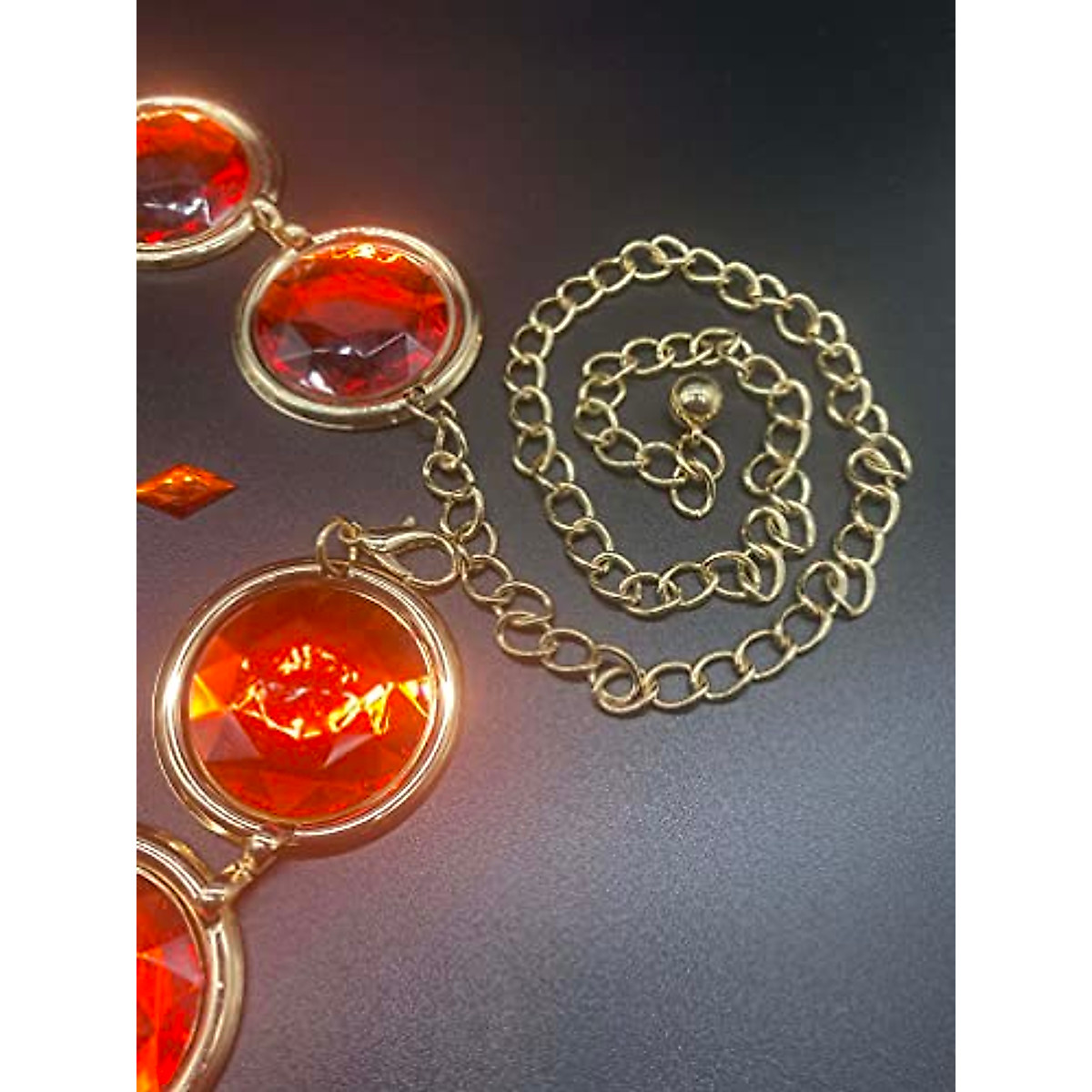 Women Anime Cosplay Waist Belt Stone Chain Halloween Adjustable (Red Rhinestone Set)