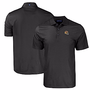 Cutter & Buck Men's Black San Francisco 49ers Helmet Big & Tall Pike Eco Tonal Geo Print Stretch Recycled Polo