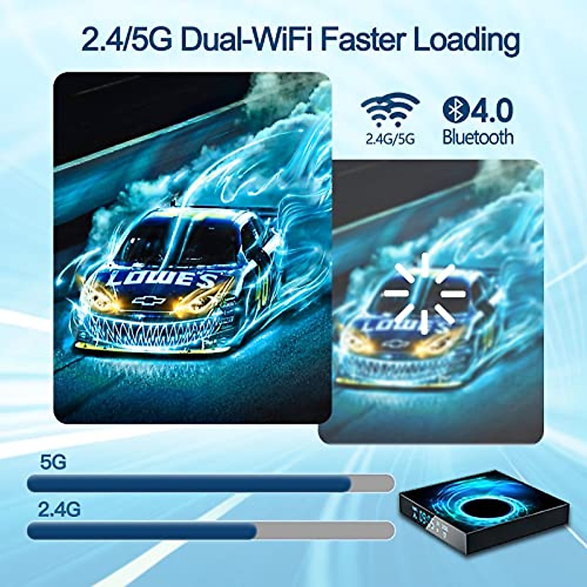 Android TV Box 10.0, Smart TV Box Android 2GB 16GB H616 Quad-Core 64bit CPU Support 2.4G +5G Dual WiFi Ethernet 100M BT 4.0 4K 6K Ultra HD Output H.265 Decoding Android Box