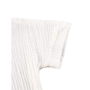 Baby Boys Short Sleeve T-Shirt Tops Elastic Waistband Shorts Set Toddler2Pcs Summer Outfits Clothes (Linen White + Strips, 2-3T)