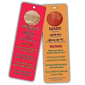 Outer Space Planets Universe Fun Facts Bookmark Cards (60-Pack)- Astronomy Sun Venus Mars Earth Moon Jupiter Saturn Uranus Neptune - Astrophysics Party Favors - Teacher Classroom Incentive Giveaways