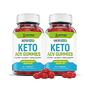 Justified Laboratories (2 Pack) Keto 24/7 Gummies 1000MG ACV with Pomegranate Juice Beet Root B12 120 Gummys