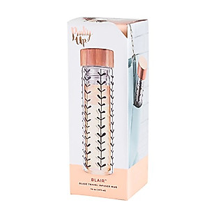 Pinky Up Blair Leaf Patterned Glass Travel Infuser Mug Set of 1