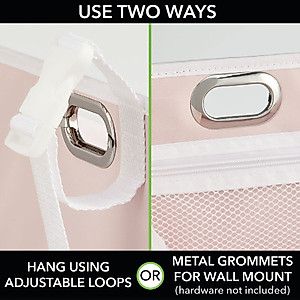 mDesign Baby Nursery Hanging Storage Organizer Caddy and Diaper Stacker for Baby Essentials, Hang on Crib, Changing Table or Wall - Multiple Pockets to Store Wipes, Creams, Lotions,Toys - Light Pink