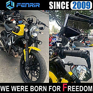 FENRIR CNC Aluminum Alloy Cafe Racer Black Motorcycle Bar End Mirrors Side 22MM 7/8" Inch Handlebar Mirror Universal Rear View For M8/M6 Standard Super Sport Naked Street Bike Cruiser Scooter Minimoto