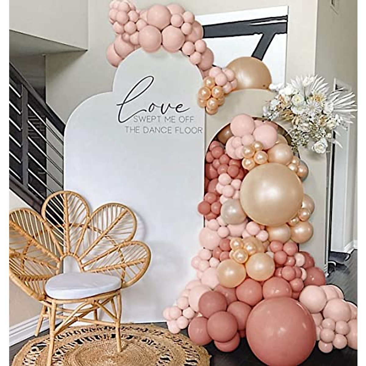 Dusty Rose Pink Balloon Garland Double Stuffed Blush Pink Balloon Pearl Peach Balloons Rose Gold Metallic Balloon Arch Kit For Wedding Bridal Shower Baby Shower Birthday Boho Party Decorations