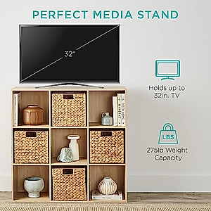 Best Choice Products 9-Cube Sturdy Storage Shelf Cubby Organizer Bookcase System for Nursery, Kids Room, Living Room, Kitchen, and Closet – Light Oak