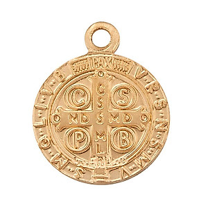 The Christian World Petite Gold Over Sterling silv. Saint Benedict Round Jubilee Medal Pendant vbn-fh-5976