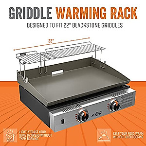 Yukon Glory Griddle Warming Rack, Designed for 22" Blackstone Griddles, One-Step Clip On Attachment, Portable and Collapsible (will not work with hood)