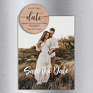 Save The Date Wood Magnet | Personalized Wood Magnet | Wood Save The Date | Wedding Announcement Magnets | Save The Magnet | Wedding Save The Date| Wooden Save The Date Magnets, 15 pc