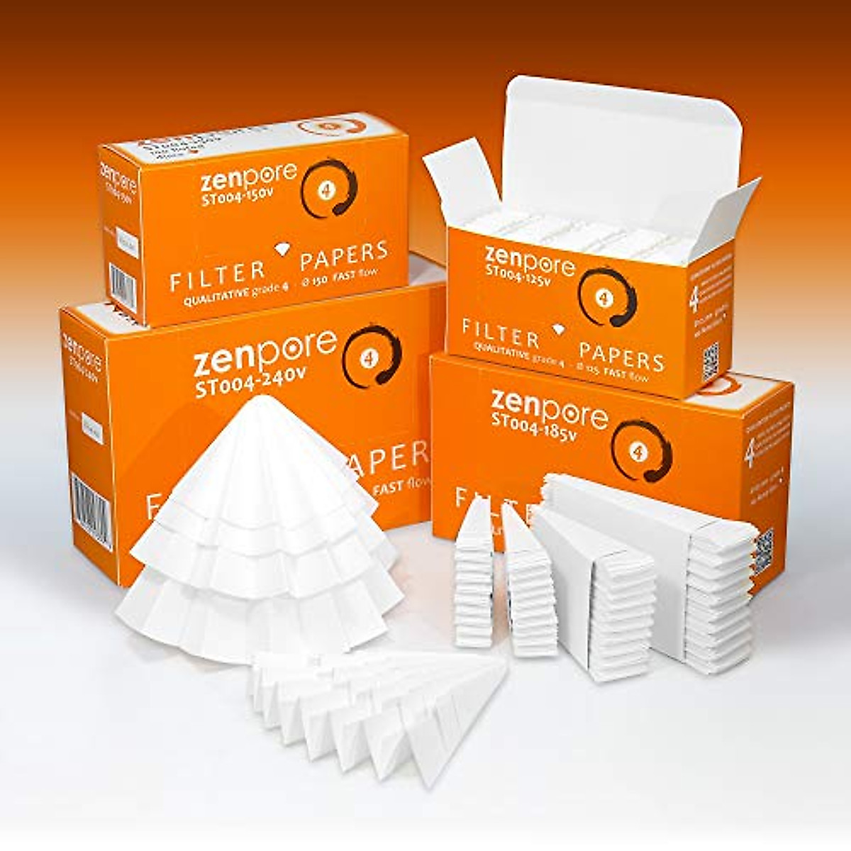 12.5 cm Fluted Filter Paper, Pre-Pleated (Folded), Qualitative Grade 4 - ZENPORE Fast Flow 125 mm (100 Discs)