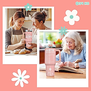 34HD Best Auntie Ever Tumbler with Handle and Straw, 40oz Stainless Steel Aunty Mug, Aunt Coffee Cup, Aunt Birthday Mothers Day Gifts from Nieces and Nephew